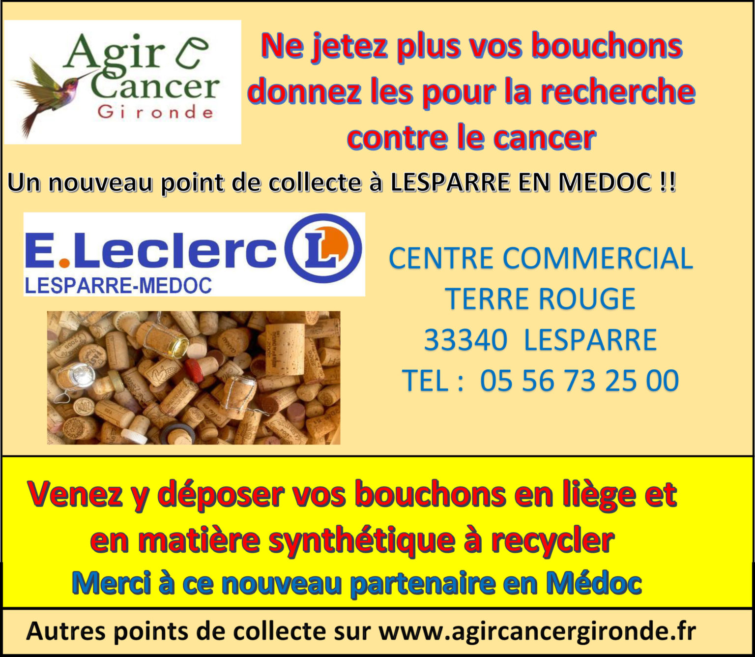 Un nouveau point de collecte - Agir Cancer Gironde Un nouveau point de collecte - Agir Cancer Gironde